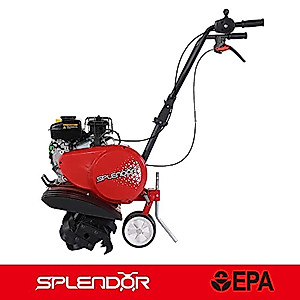 SPLENDOR 4-Cycle Gas Powered Tiller 79cc with Handle and Width Adjustable 24in