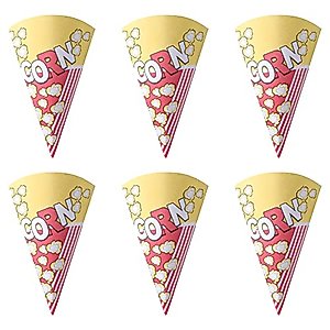 Popcorn Paper Bag Popcorn Bags, Triangle Popcorn Bags for Family Movie Night Baseball Themed Carnival Christmas Birthday Party 50 Pcs Popcorn Favor Bags