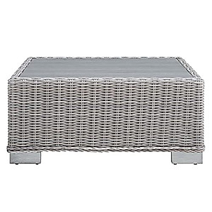 Modway Conway 32" Modern Rattan Outdoor Coffee Table in Light Gray