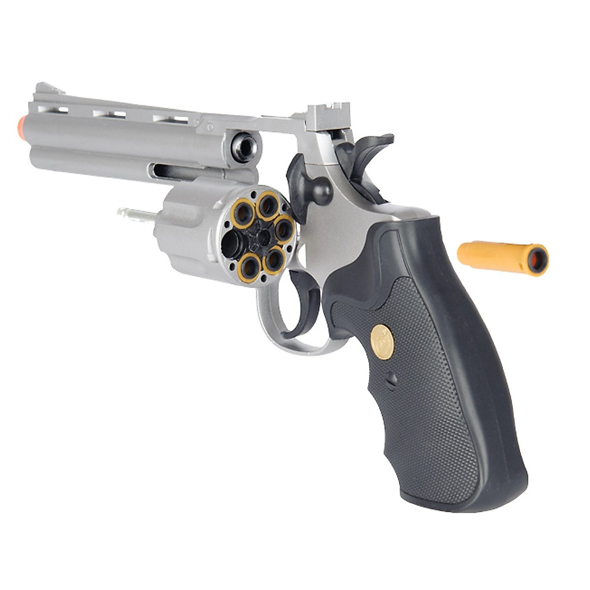 UKARMS Spring Airsoft Gun - 6 SHOT 357 MAGNUM REVOLVER w/Shells + 6mm BBS (Silver)