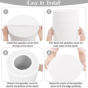 Spandex Cylinder Pedestal Stand Covers Set of 5 Stretchable Cylinder Plinth Covers Dessert Table Display Pillars Cover for Wedding Props Babyshower Birthday Party Event Decor (White)