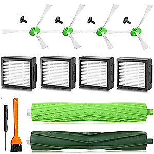 Replacement Parts and Accessories are Compatible with iRobot Roomba i3+i4 i6+i7 i7+i8 i8+/Plus E5 E6 E7 I, E&J Series 1 Set of Multi Surface Rubber Brushes 4 High-Efficiency Filters 4 Side Brushes…