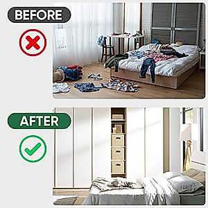 BALEINE Premium Foldable Cube Storage Bins, Collapsible Linen Fabric Cube Organizer with Aluminum Handles, 10.5" x 10.5" x11" Heavy Duty Cube Baskets, Beige 4 Pack