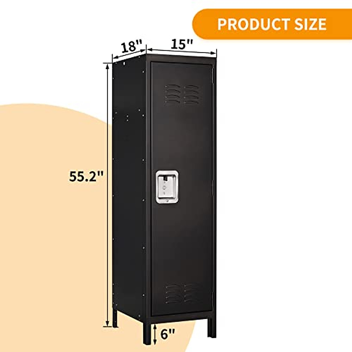 STANI Metal Locker, Metal Cabinet for Home Office, Metal Storage Locker with Doors and Shelves, Lockable File Cabinet Organizer Coat for Gym, School, Office