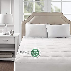 Madison Park Waterproof Mattress Protector, Cloud Soft Plush Mattress Cover, Overfilled Mattress Pad, Fitted Pocket Fits Up to 18 Inch, Machine Washable Bed Cover, White Full