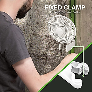 HealSmart Clip Fan, 6-Inch Grow Tent Fan, Monkey Fan, Wall Mount Fan with Adjustable 90° Angles, 15W, 2-Speeds Control, 2 Pack