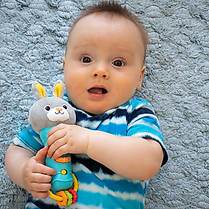 Bambiya Easter Bunny Baby Teething Toy for 6 Months and Up - Baby Teether, Rattle & Musical Toy with Lights, Fun Sound Effects - Baby Easter Basket Stuffer