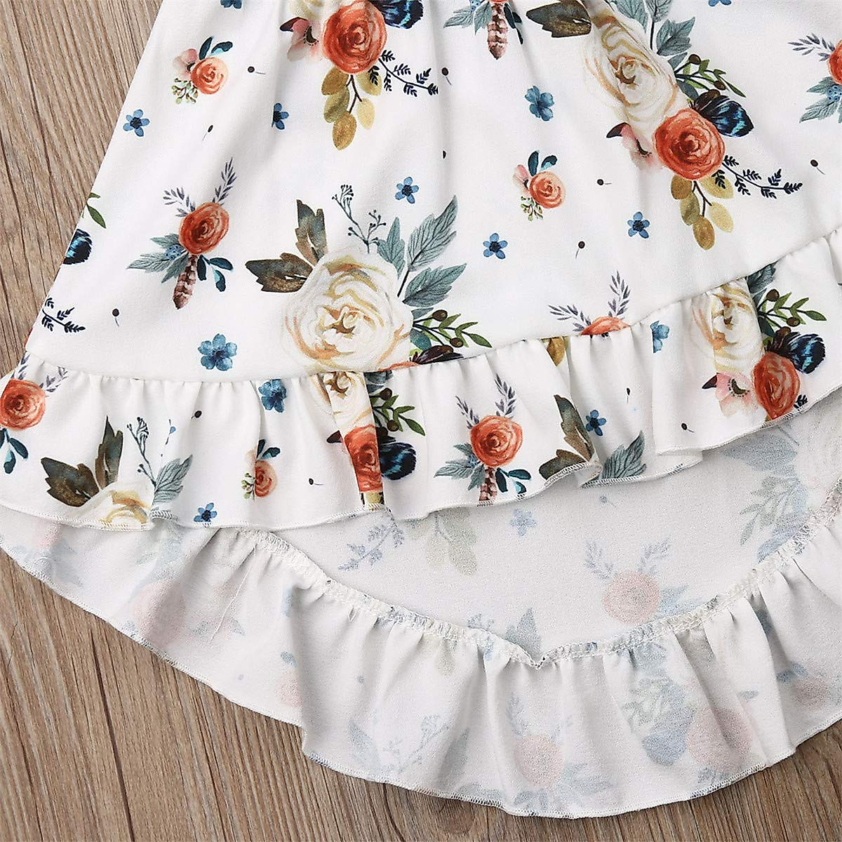 Toddler Baby Girls Ruffle Strap Top+Boho Floral Skirt Summer Outfit Clothes Two Piece Set (Green Crop Top+White Floral Skirt, 3-4T)