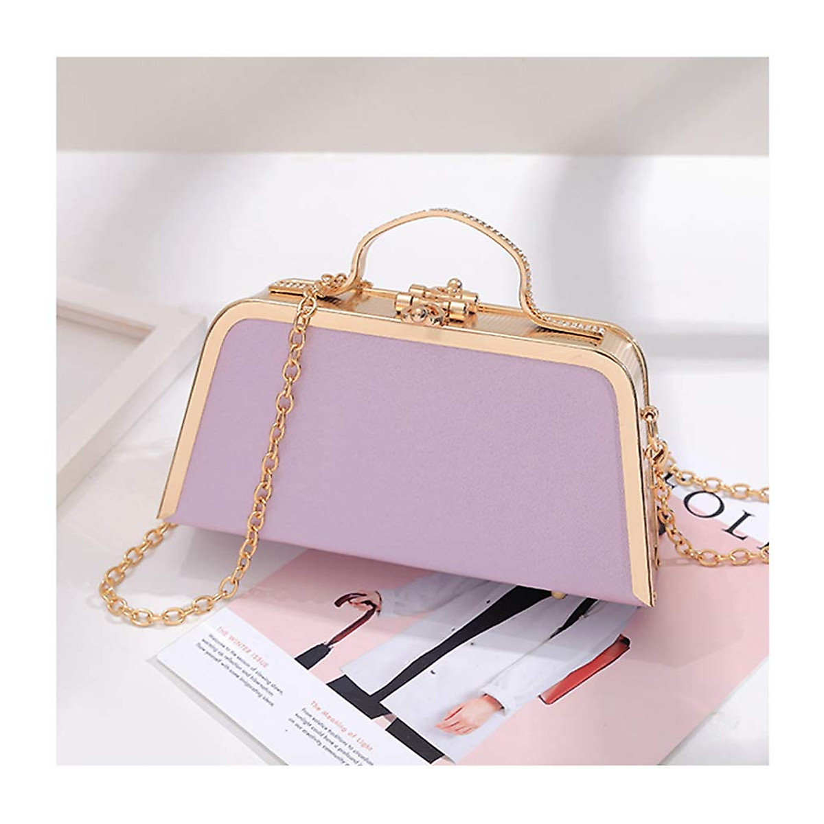 L-COOL Women's Retro Handbag Clutches Purse Bags Flower Vintage Shoulder Bag Evening Handbag (Purple)