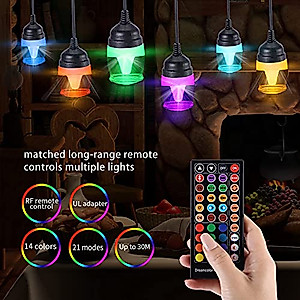 Outdoor String Lights LED Waterproof RGB Dimmable Colored Music Sync Magic Hanging Strand Lights Outside Exterior Patio Backyard Cafe Porch Party Garden Ambient Atmosphere Holiday White/Warm White