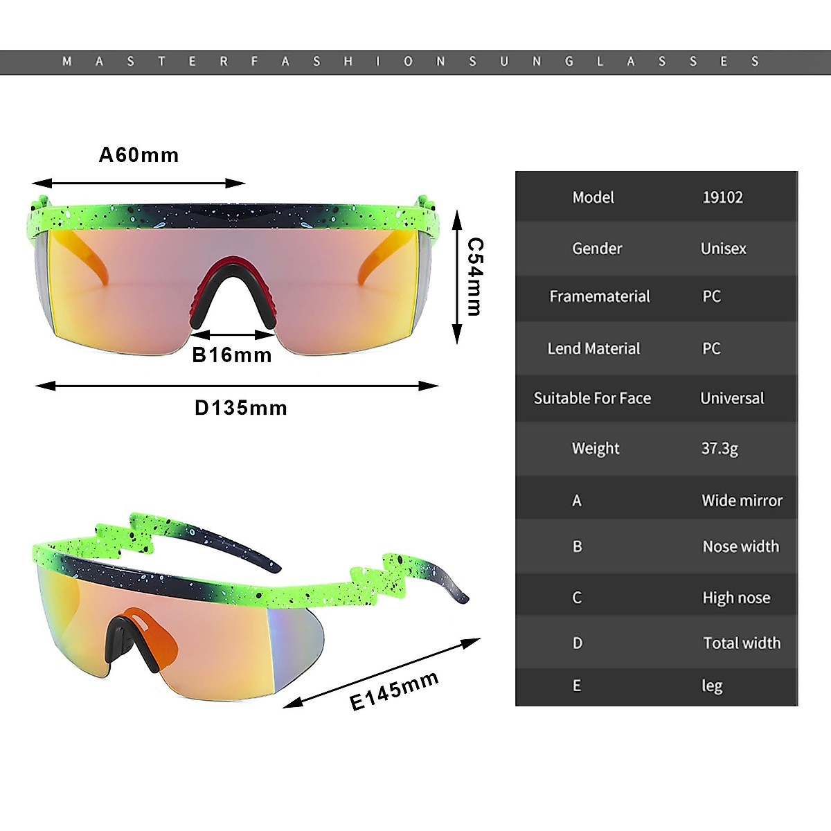 Tongcloud 3 Pair Unisex Retro Neon Retro Semi Rimless Sunglasses 80s 90s Zigzag Sunglasses Lens Rainbow Sunglasses Sport Semi Rimless Sunglasses for Men Women (Cool Color)