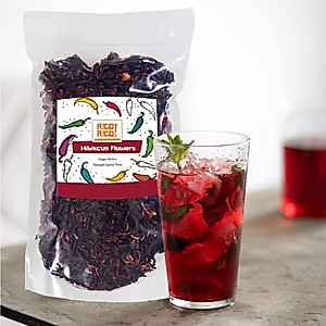 RICO Dried Hibiscus Flowers 4 oz, Great For Tea, Jamaica Tea - 100% Natural Flowers, Cut and Sifted Packaged In Resealable Bag