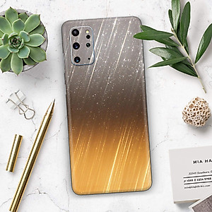 DesignSkinz Scratched Gold and Silver Surface Protective Vinyl Decal Wrap Skin Cover Compatible with The Samsung Galaxy S20 (Screen Trim & Back Glass Skin)