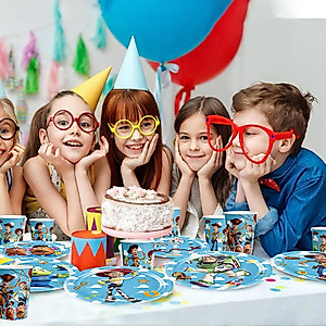 Toy Inspired Story Birthday Party Supplies Toy 120pcs Disposable Story Paper Plates and Napkins for Toy Inspired Story Party Decorations Cups Tablecloth for Boys Girl Birthday Decor, Serve 30