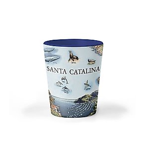 Xplorer Maps Santa Catalina Island Map Ceramic Shot Glass - Beautiful Hand Drawn Map Shot Glass
