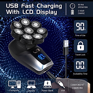 Bsotena Electric Razor for Men, 8D 6-in-1 Head Shavers for Bald Men Wet and Dry, Mens Grooming Kit, Mens Shavers Electric Cordless Rechargeable Waterproof Trimmer Td-002