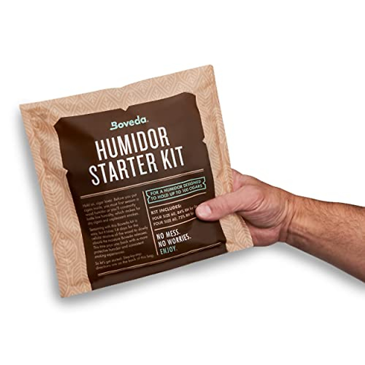 Boveda Starter Kit Bundle: Season a Wood Storage Box Plus Maintain Humidity with 2-Way Humidity Control | Includes (2) Each Size 60 Boveda 84% & 72% | 1-Count