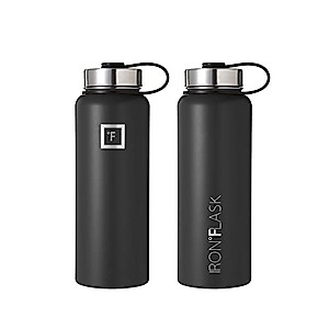 IRON °FLASK Sports Water Bottle - 40 Oz, 3 Lids (Spout Lid), Leak Proof, Vacuum Insulated Stainless Steel, Double Walled, Thermo Mug, Metal Canteen