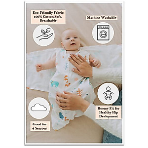Adjustable Wearable Sleep Sack Newborn 0-6 Months | Baby Swaddle Blanket Boys, 3-6 Months | Soft Breathable Cotton Sleep Bag Infant, Sleepsack Newborn Essentials, 1.5 TOG All Seasons, Multicolor