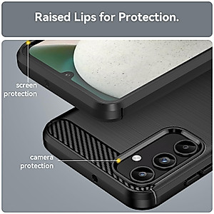 KOARWVC Phone Case for Samsung A15 Case, Galaxy A15 case with HD Screen Protectors, Carbon Fiber Shockproof Rugged Shield Soft TPU Back Cover Cases for Samsung Galaxy A15 (Black)