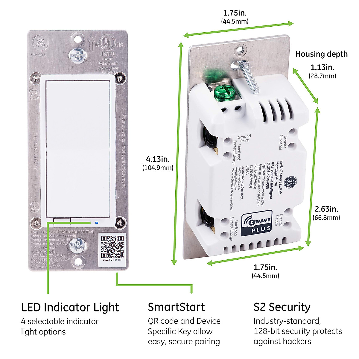 Enbrighten Z-Wave Smart Rocker Light Switch with QuickFit and SimpleWire, 3-Way Ready, Works with Alexa, Google Assistant, ZWave Hub Required, Repeater/Range Extender, White & Light Almond, 46201