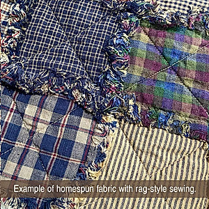 Heritage Navy Blue Thin Stripe Cotton Homespun Fabric by JCS - Sold by The Yard