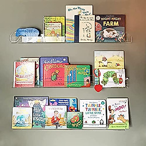 steauty 24 Inch Acrylic Floating Shelves,4Pack Invisible Clear Acrylic Bookshelf,5MM Thick Acrylic Wall Mounted Shelf