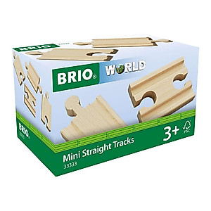 Brio World 33333-4-Piece Mini Straight Tracks | Versatile Wooden Train Set Extension | Ideal for Kids Aged 3 & Up | Compatible with Brio Railway Toys | FSC Certified for Sustainable Forestry