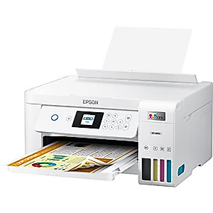 Epson EcoTank ET-2850 Wireless Color All-in-One Cartridge-Free Supertank Inkjet Printer, White - Print Scan Copy - 1.44" LCD Display, 10 ppm, 4800 x 1200 dpi, 2-Sided Printing, Voice-Activated