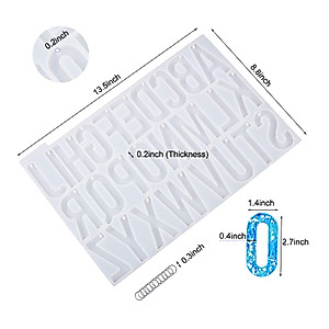 LET'S RESIN Alphabet Keychain Molds with Hole, Large Alphabet Resin Silicone Molds for Epoxy, Resin Letter Molds for Keychain Jewelry Pendant Making