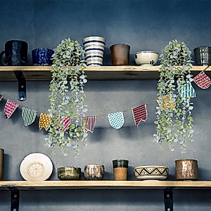 BACAMA Fake Hanging Plants Eucalyptus Potted Artificial Plant Small Faux Ivy Vines Decor for Floating Shelf Kitchen Bathroom Cabinets Indoor Outdoor Pack of 2 23.6 Inches Long