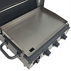 Razor GGC2228MG Stainless Steel Triple Burner 34.5" Portable Pre Seasoned Tabletop Outdoor Griddle for Backyard Cooking, Tailgating, and Camping