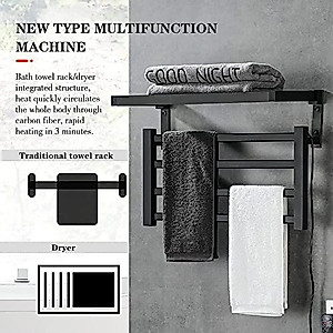 ZJDYDY Wall Mounted Heated Towel Rack with Top Shelf, Towel Warmer for Bathroom with 5 Bars, Electric Heated Towel Rail Storage Holder for Kitchen Bathroom Hotel Towel Warmers for Bathroom