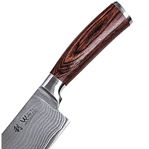 Wakoli Edib Damascus Knife Nakiri with Sharp 6.8 Inch Blade made of 67 Layers Steel with VG10 Core I Professional Kitchen Knife made of Genuine Damascus Steel with Pakka Wood Handle