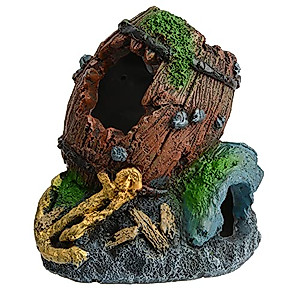 Saim Broken Barrel Aquarium Decorations,Resin Betta Cave Hideout Wood Trunk Log Hide Hut for Fish Tank Decor Fish Cave