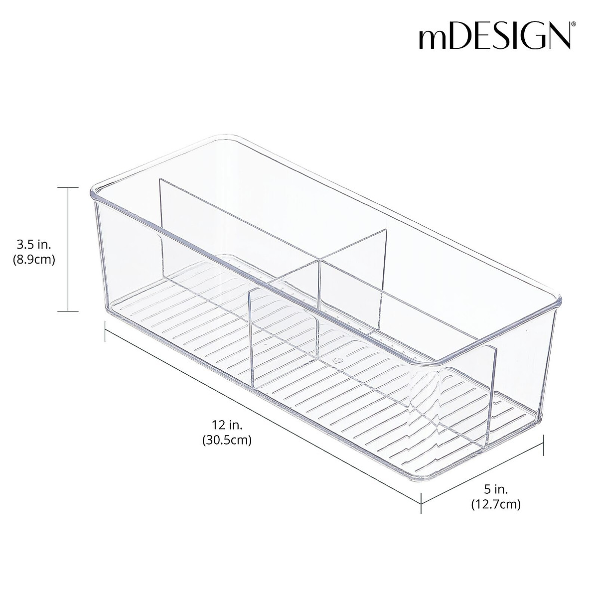 mDesign Plastic Extra Wide Storage Organizer Bin Box for Kitchen, Pantry, Cabinet, Countertop - Tea Bag, Sugar Packet, Coffee Snack, Condiment Holder, 8 Sections - Ligne Collection - Clear
