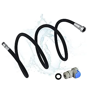 Kitchen Pull Down Faucet Hose Replacement Parts, M15*1mm X G1/2 X 150cm Black Pull Out Sink Spray Hose Anti Entanglement with 3/4” Connector