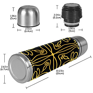 Stainless Steel Leather Vacuum Insulated Mug Vintage Flower Texture Thermos Water Bottle for Hot and Cold Drinks Kids Adults 16 Oz