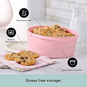 Tupperware Heritage Collection 7.6 Cup Cookie Canister - Vintage Light Pink Color, Dishwasher Safe & BPA Free Container - (1.8 L)
