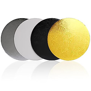 40 Pcs Cake Boards Round 10 Inch Disposable Cake Plate White Cardboard Cake Circles Cake Base Decorating Supplies (Light Gold 10")