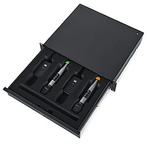 Gator Cases Rackworks Wireless Microphone Rack Mount Drawer - Fits 4 Wireless Microphones and Body Packs; New Compact 2U Design (GRW-DRWWRLSS)