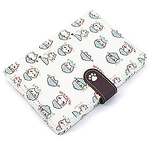 Cute Cat Notebook Japanese Sketchbook PU Leather Cover Diary Travel Notebook(04714white)