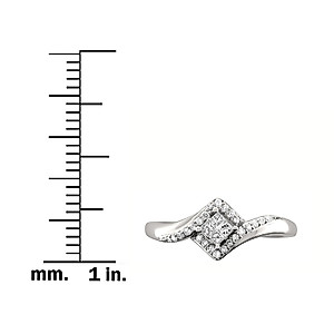 Beyond Brilliance 1/4 Carat Diamond, Invisible-Set 14K White Gold Princess Cut & Round Diamond Invisible-Set Engagement Ring (I-J, I1-I2)