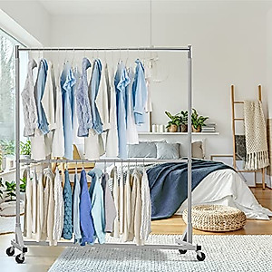 Simple Houseware Commercial Z Base Double Rod Garment Rack