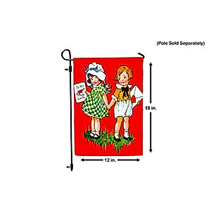 Happy Valentine's Day Garden Flag - Retro Valentines Day Yard Flag - Valentines Day Garden Flags 12x18 Double Sided - Red Vintage Garden Flag Design by Jolly Jon