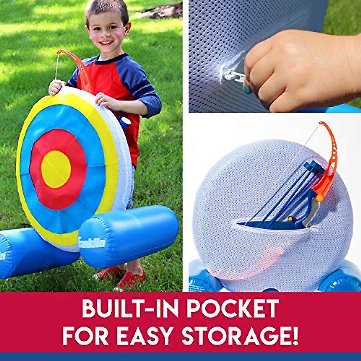 Franklin Sports Kids Archery Target - Inflatable Standing Target with Self-Stick Bullseye & Arrows
