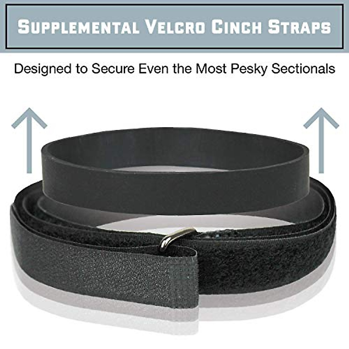 Couch Clamp PRO Non-Slip Sectional Connectors with Hook-and-Loop Cinch Clips for Sliding Sofas - Prevents Floor Scratches and Big Gaps in Your Couch with Easy Install No Tools Required (4 Pack)