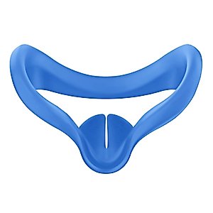 MASiKEN Silicone VR Face Cover for Oculus Quest 2 Face Pad - Meta Quest 2 Washable Nose Pad Light Blocker, Sweatproof Comfort Quest 2 Insert VR Mask Accessories (Blue)
