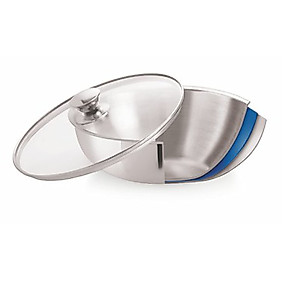 SHRIYA Triply Stainless Steel Tasala Kadai Induction Base Kadhai with Glass Lid Steel Triply Kadhai