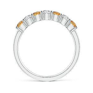 Round 3.00mm Half Eternity Citrine Band | Sterling Silver 925 | Engagement & Anniversary Collections For Woman's | It is a thoughtful and personal gift that is Good for your occasion. (White, 8)